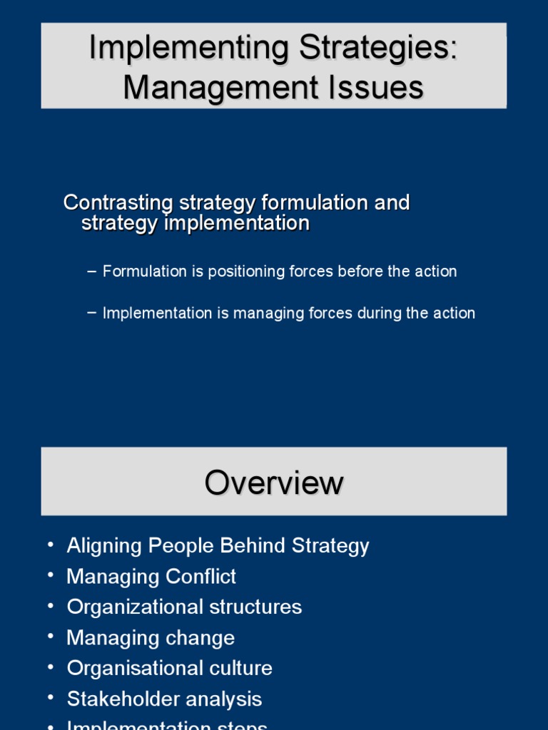 Strategy Analysis & Choice Implementing Strategies: Management Issues ...