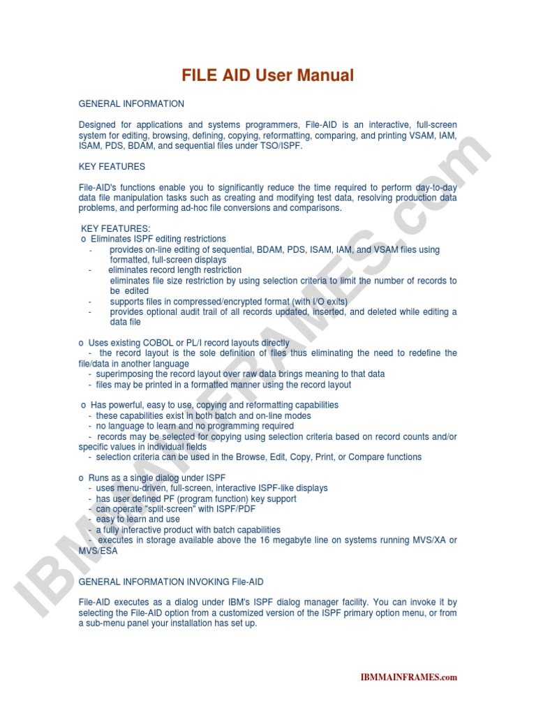 FILEAID Manual PDF | PDF | Software | Areas Of Computer Science