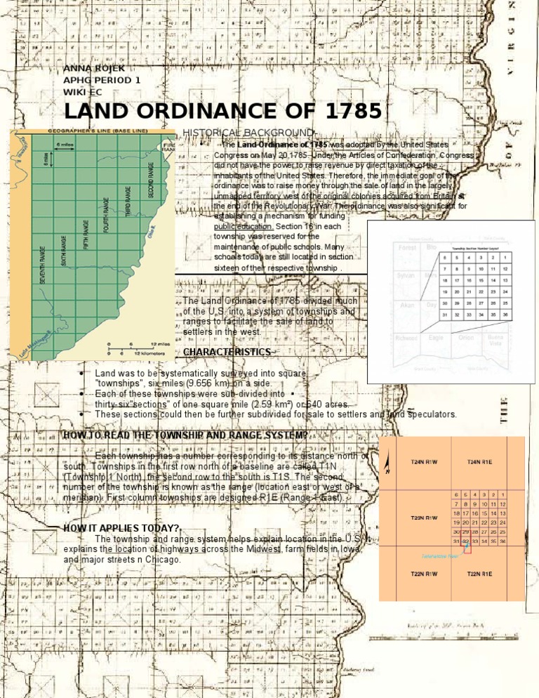 Overview of the Land Ordinance of 1785 | PDF | Surveying | Land Management