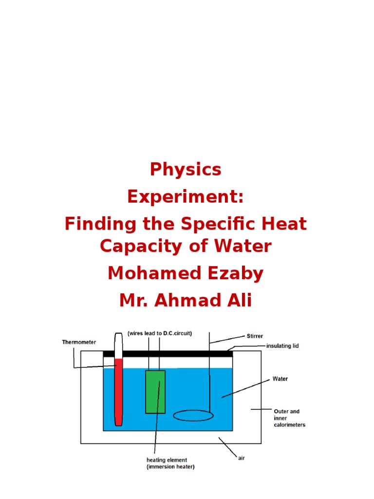Physics Experiment: Finding The Specific Heat Capacity of Water Mohamed ...
