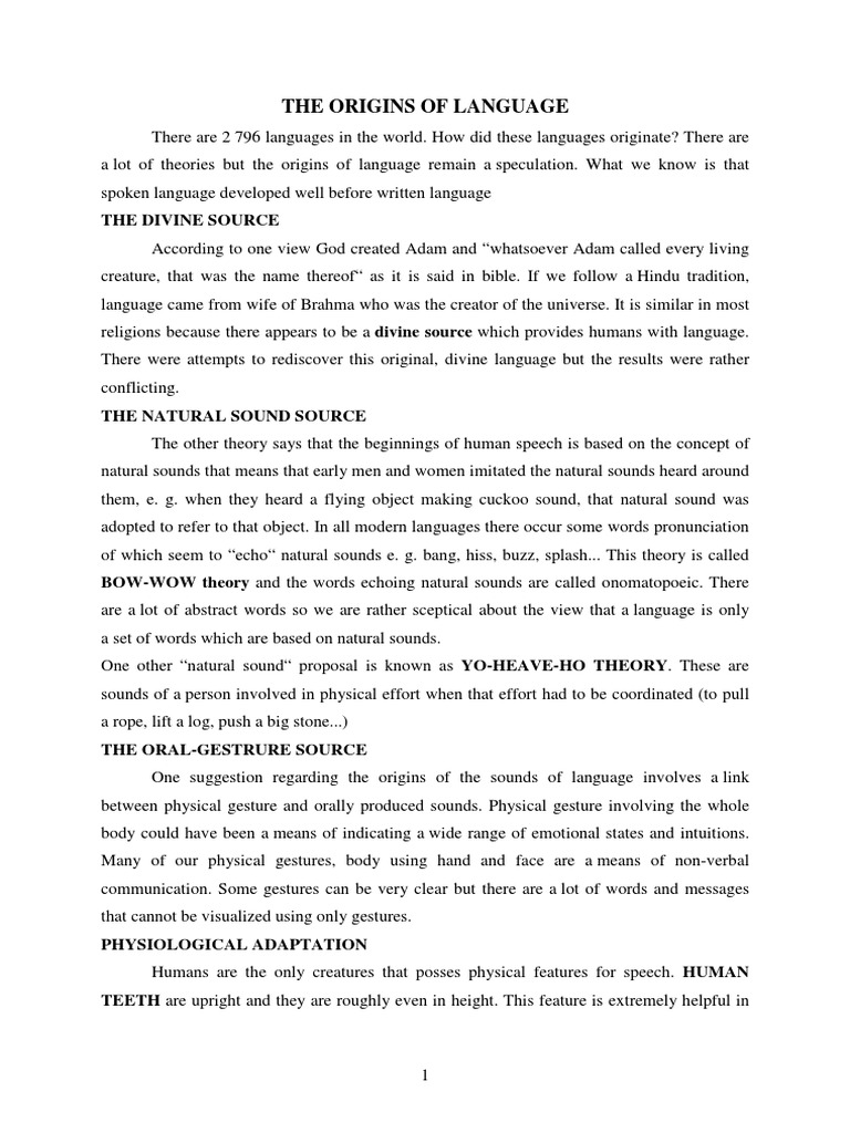 The Origins of Language PART 1 | PDF | Gesture | Interpersonal ...