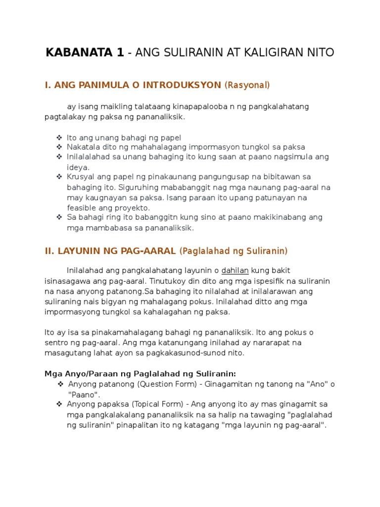 Suliranin at Kaligiran | PDF