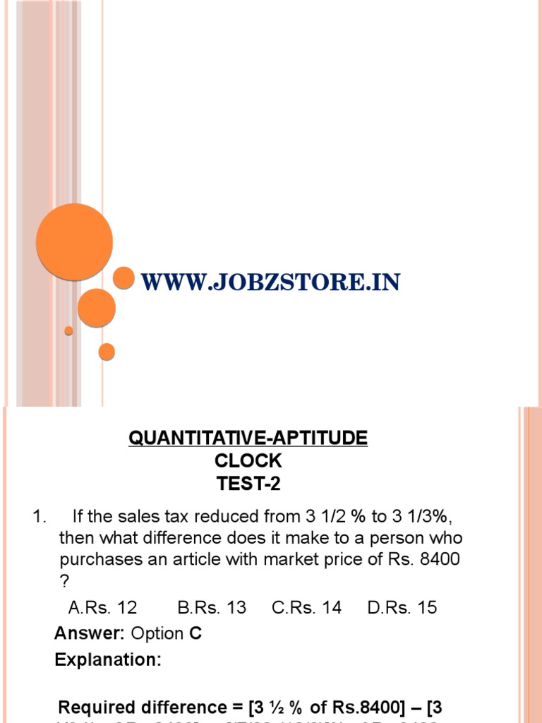 Quantitative Aptitude Clock Test 2 | PDF