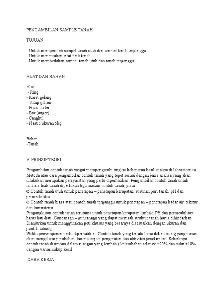 Pengambilan Sample Fisik Tanah | PDF