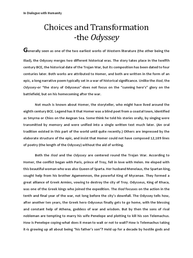 The Odyssey: A Journey of Transformation | PDF | Odyssey | Odysseus
