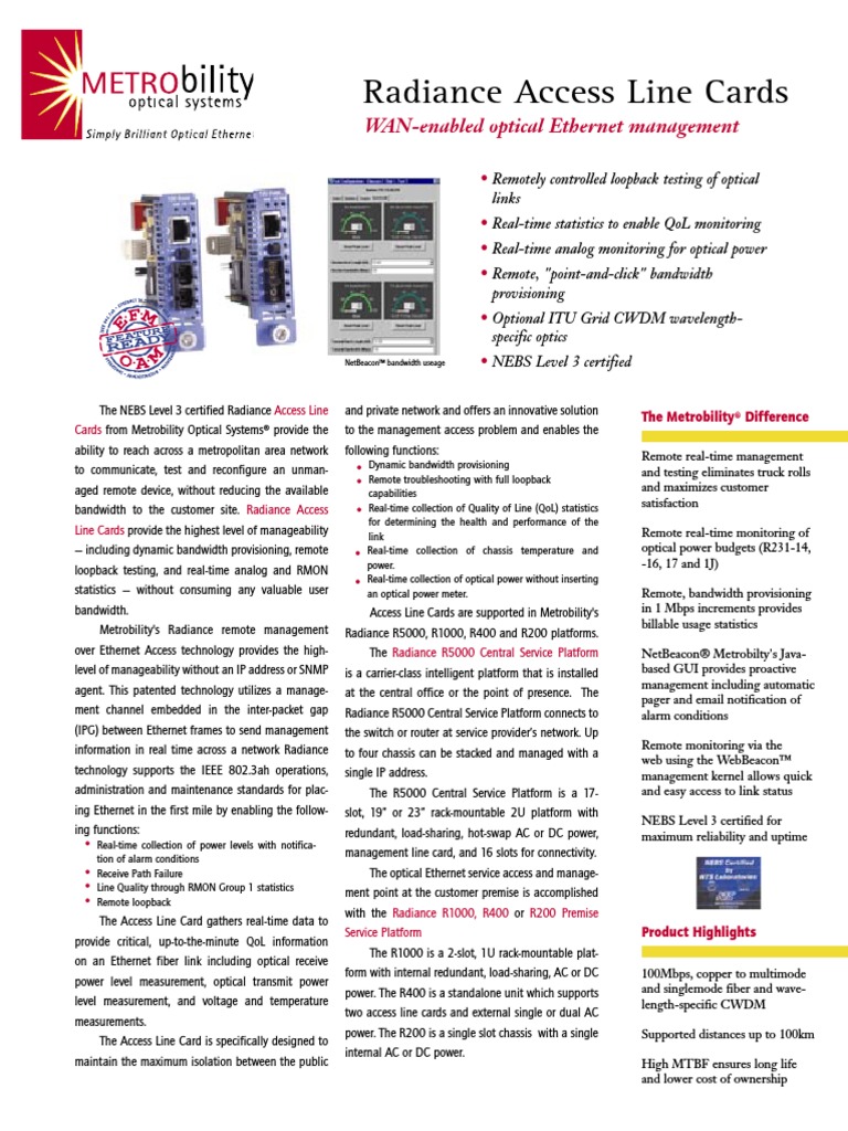 Metroaccess Line Cards | PDF | Physical Layer Protocols | Data Transmission