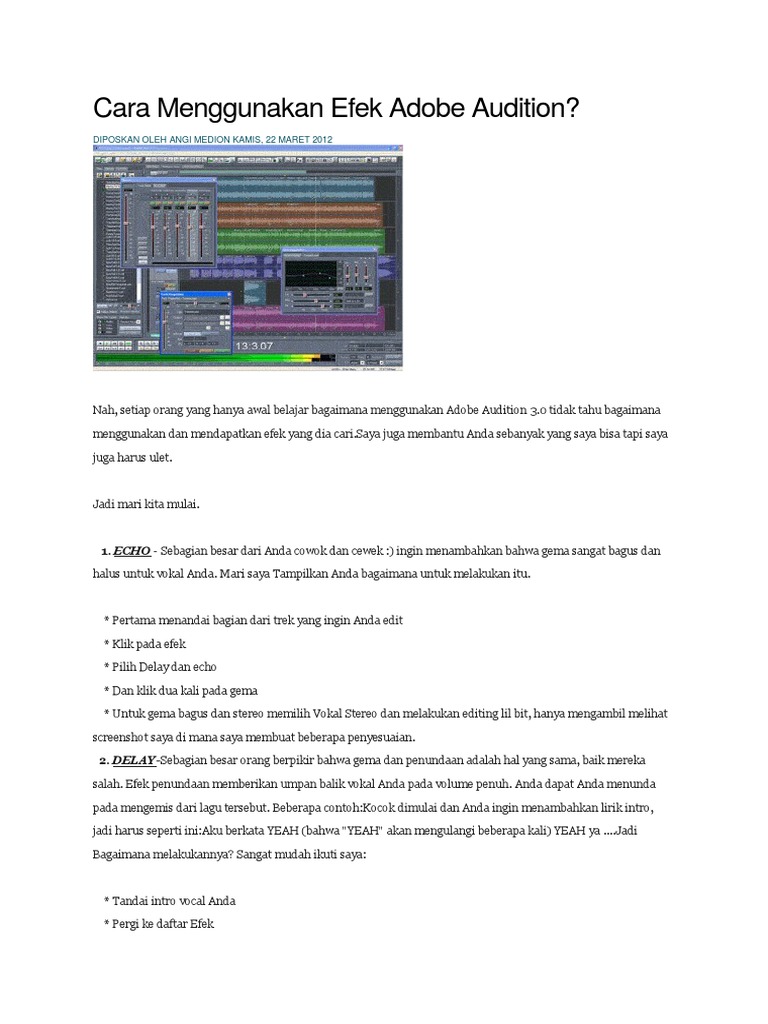 Cara Menggunakan Efek Adobe Audition | PDF