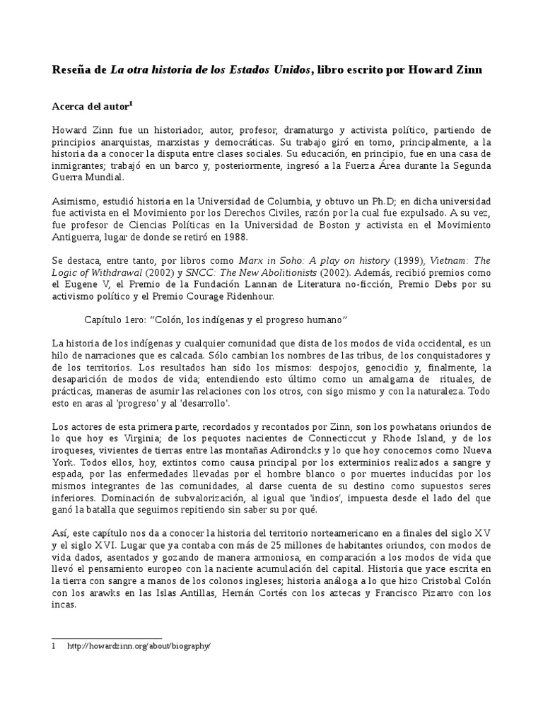 Reseña de La Otra Historia de Los Estados Unidos, Libro Escrito Por ...
