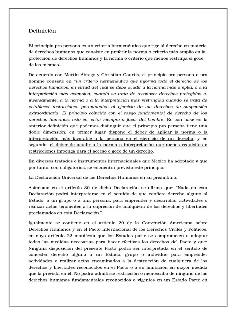 Principio Pro Persona | PDF | Derechos | Constitución