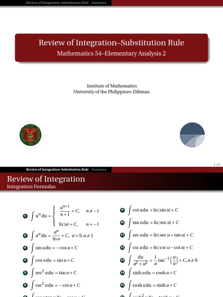 00 Review of Integration - Handout | PDF