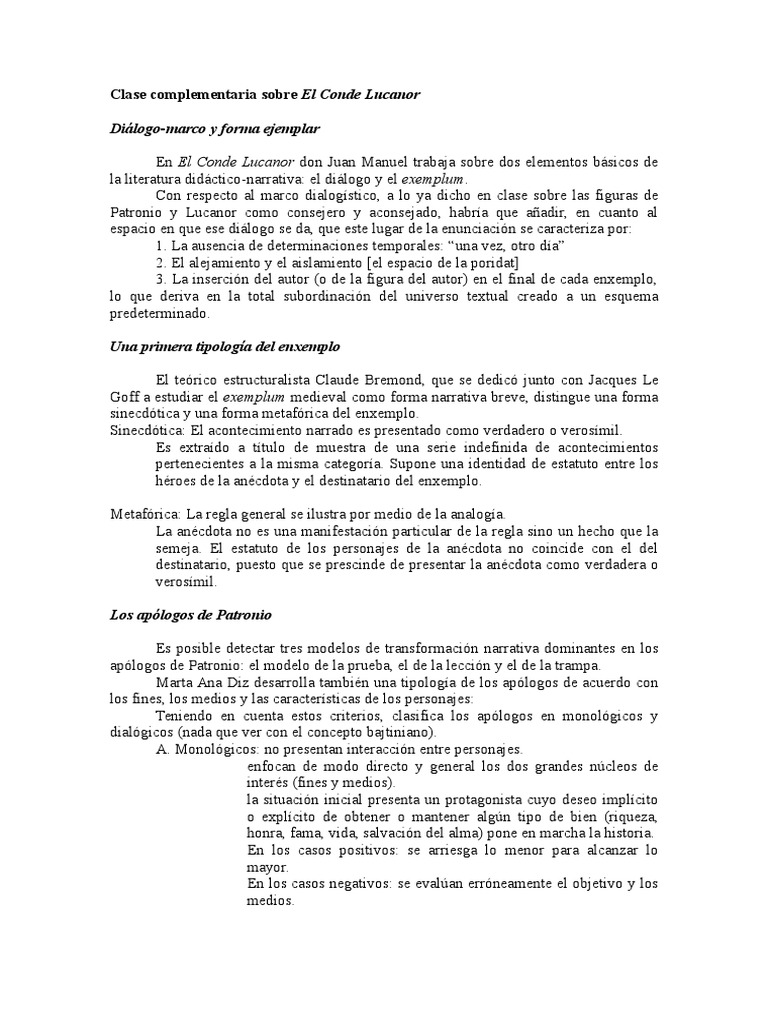 Clase Complementaria El Conde Lucanor | PDF | Intertextualidad | Lectura (proceso)