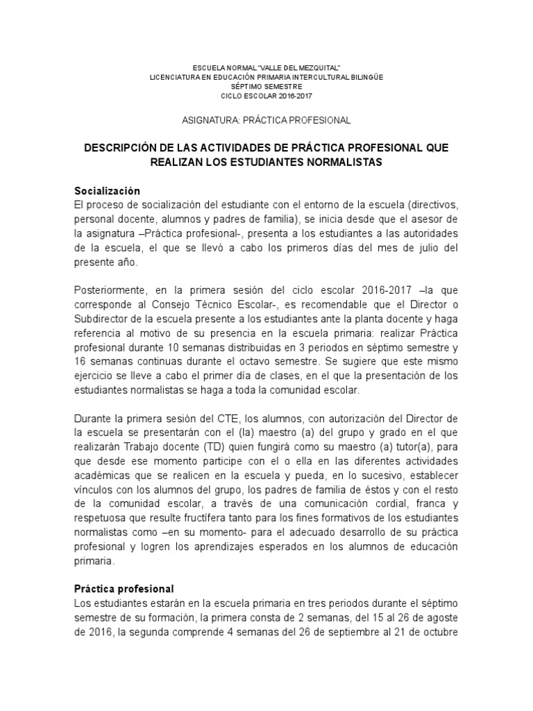 Actividades de Práctica Profesional Docente | PDF | Educación primaria ...