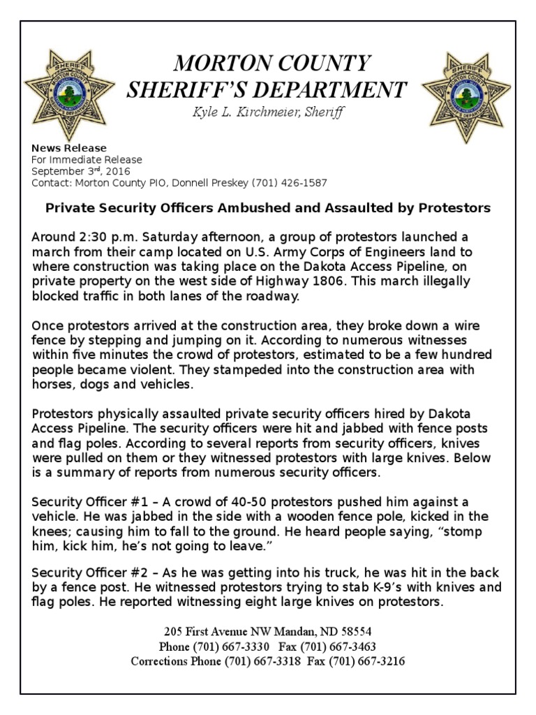 DAPL Protest | PDF | Security Guard | Sheriffs In The United States