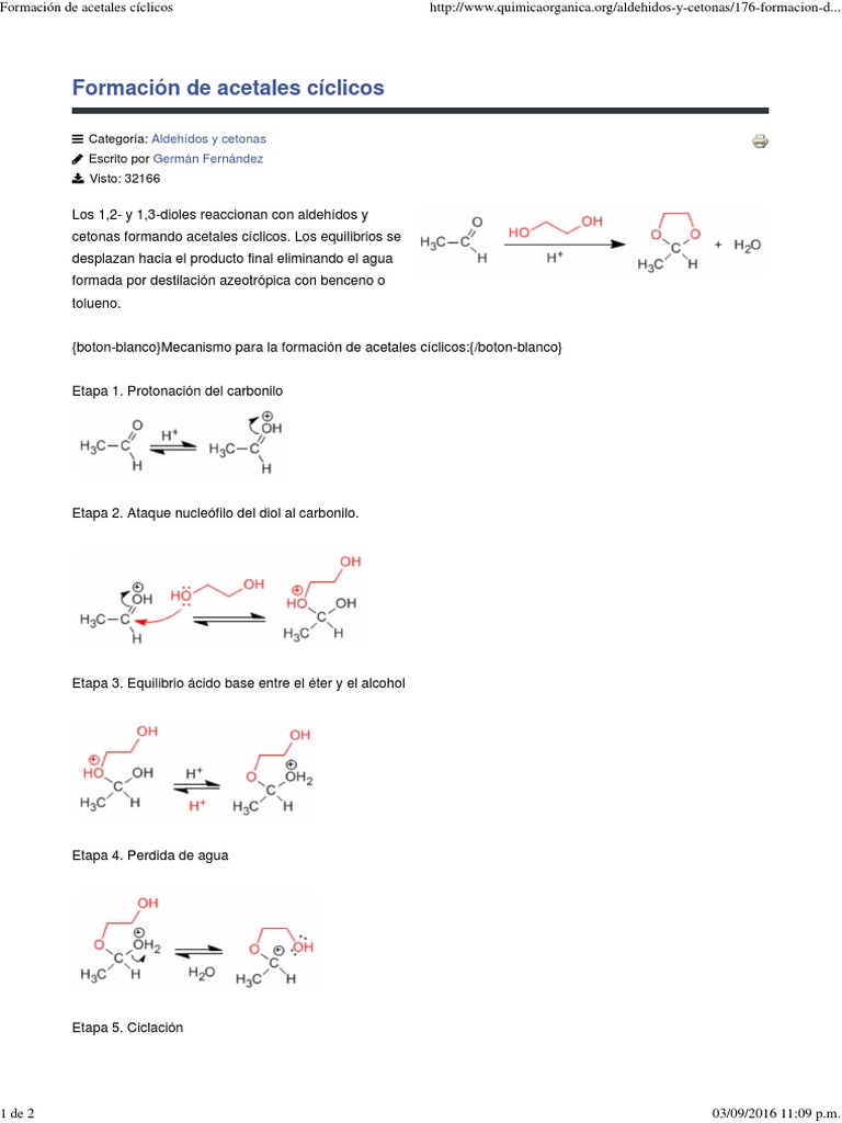 Formación de Acetales Cíclicos | PDF