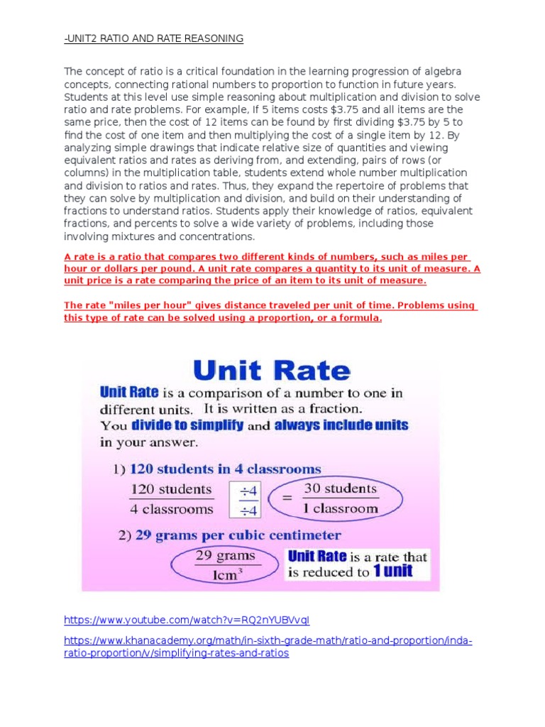 The Concept of Ratio Is A Critical Foundation in The Learning ...