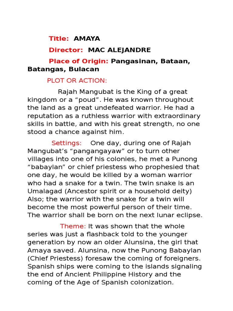 Title: Director: Place of Origin:: Amaya Mac Alejandre Pangasinan ...