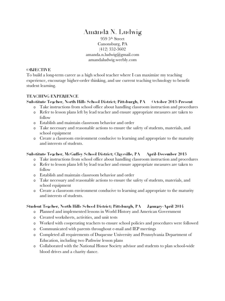Amanda Ludwig Resume | PDF | Lesson Plan | Teachers