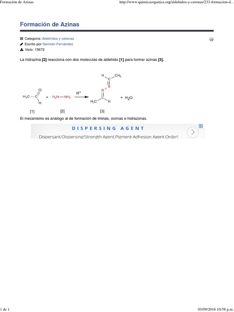 Formación de Azinas | PDF | Reacciones orgánicas | Química Orgánica