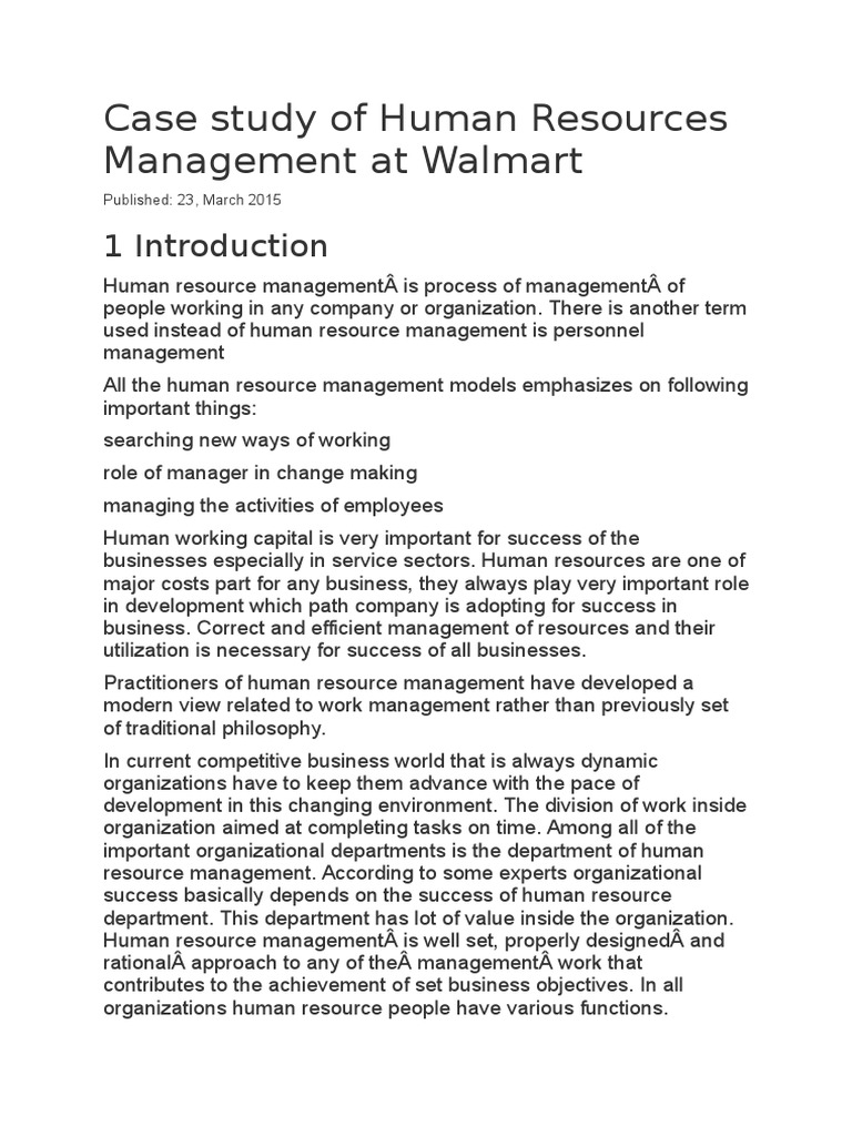 Case Study of Human Resources Management at Walmart | PDF | Walmart | Human Resource Management