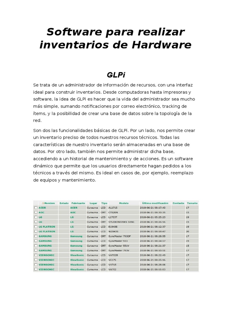 Software para Realizar Inventarios de Hardware | PDF | Plataforma como ...