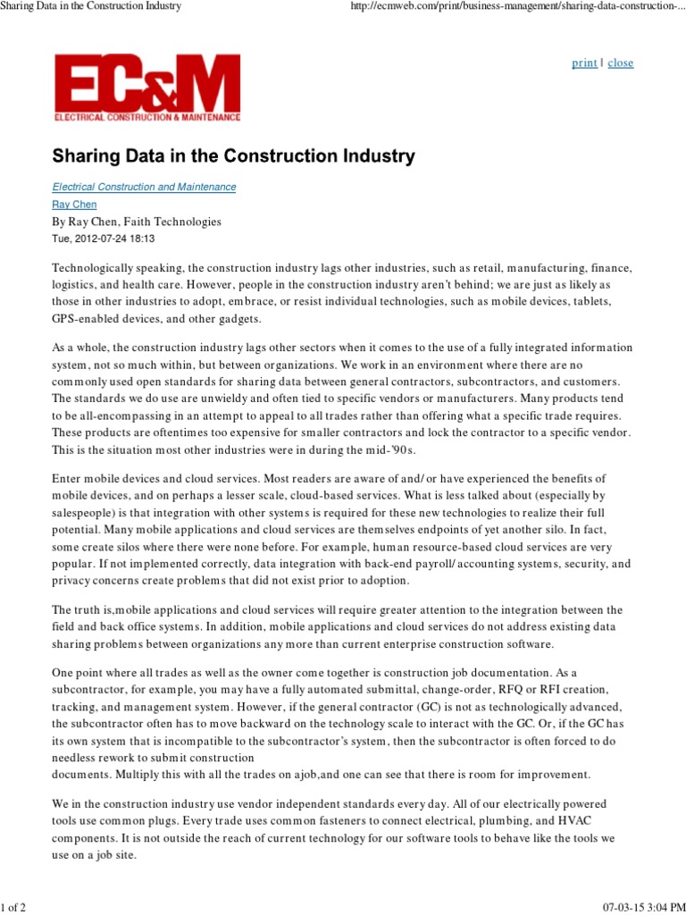 Sharing Data in The Construction Industry | PDF | Cloud Computing ...