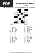 WorksheetWorks Cross-Number Puzzle 1 | Puzzles | Games Of Mental Skill