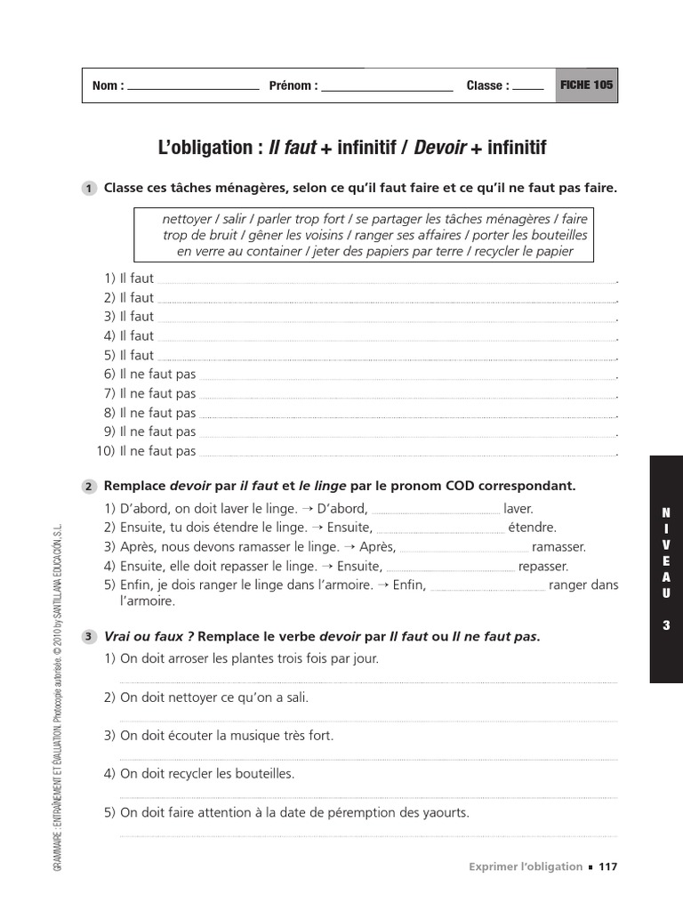 Il Faut Et Devoir Exercises PDF | PDF | Évolution de carrière | Arts du ...