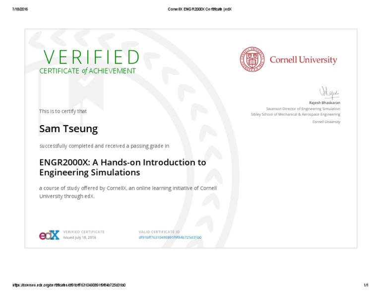 Cornellx Engr2000x Certificate Edx | PDF
