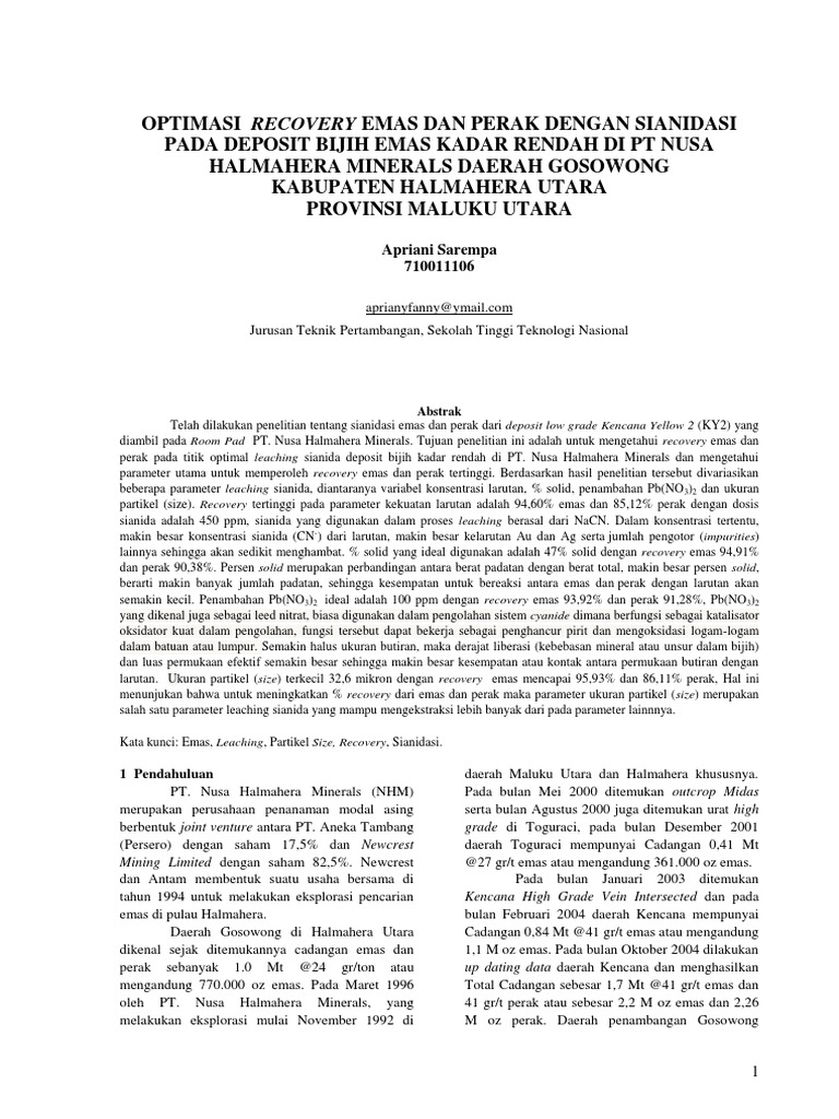 Optimasi Recovery Emas Dan Perak | PDF