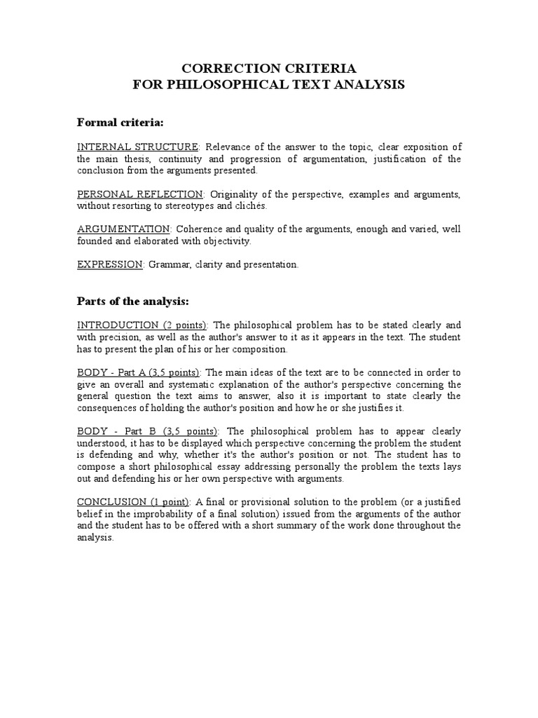 Analysis Correction Criteria | PDF