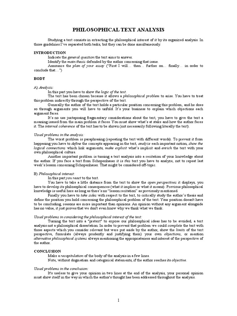 Philosophy Text Analysis Guide | PDF | Argument | Essays