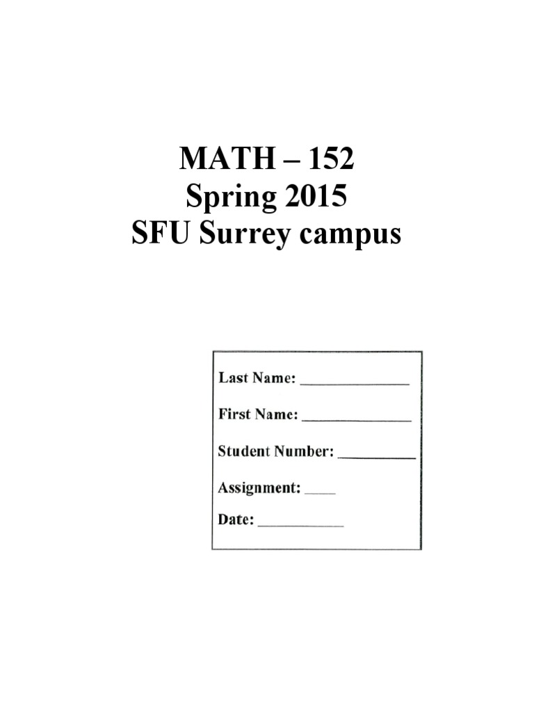 MATH - 152 Spring 2015 SFU Surrey Campus | PDF