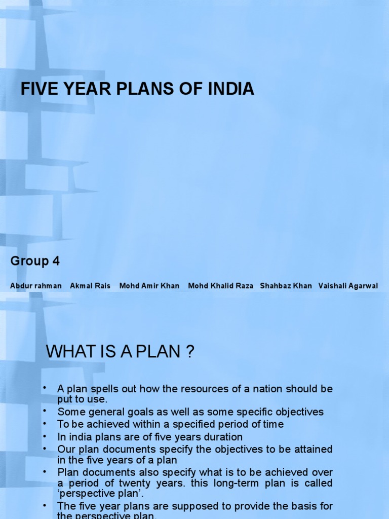 Five Year Plans of India: Group 4 | PDF | Economic Growth | Economics