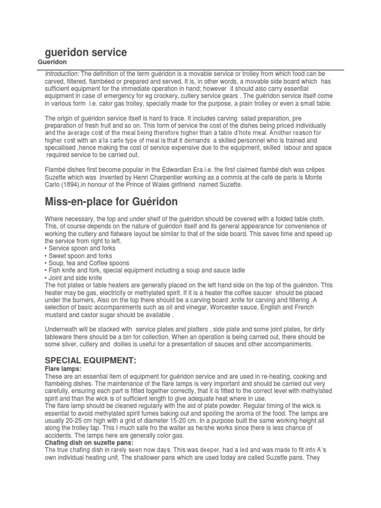 Gueridon Service | PDF | Tableware | Hors D'oeuvre