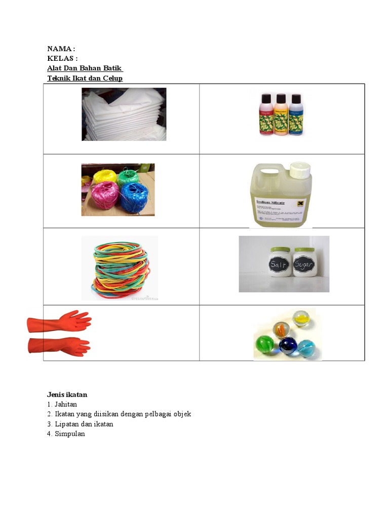 Alat Dan Bahan Tye Dye | PDF