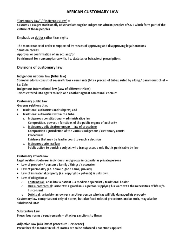 Overview of African Customary Law | PDF | Marriage | Family