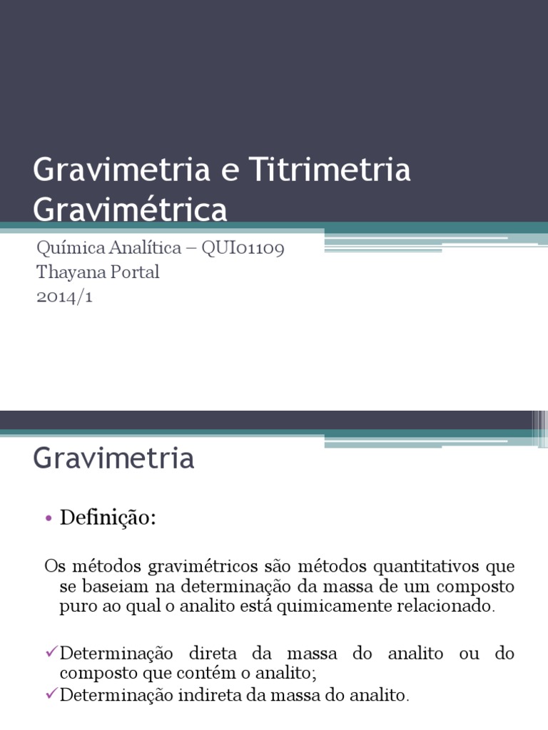Gravimetria e Titrimetria Gravimétrica | PDF | Titulação | Química