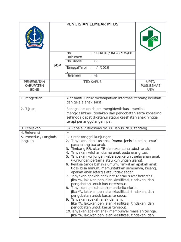 Contoh Sop Mtbs | PDF