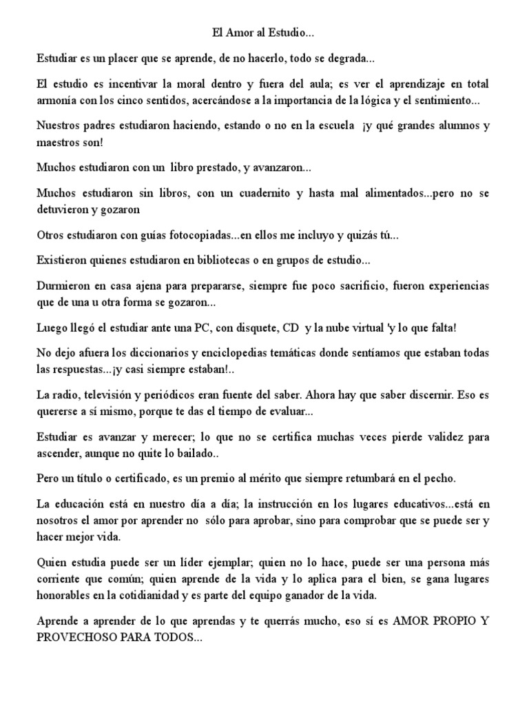 El Amor Al Estudio