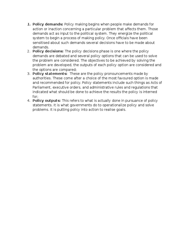 Understanding the Policy Making Process | PDF | Business | Finance ...