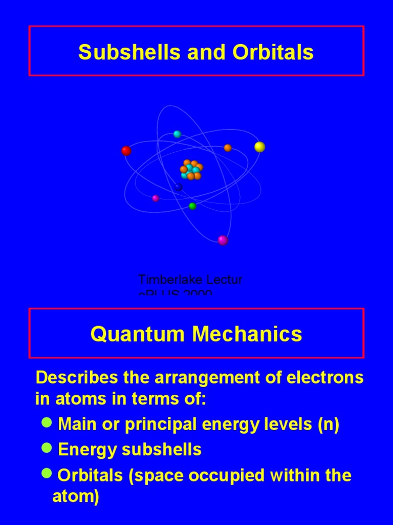Subshells and Orbitals | PDF | Electron Configuration | Energy Level