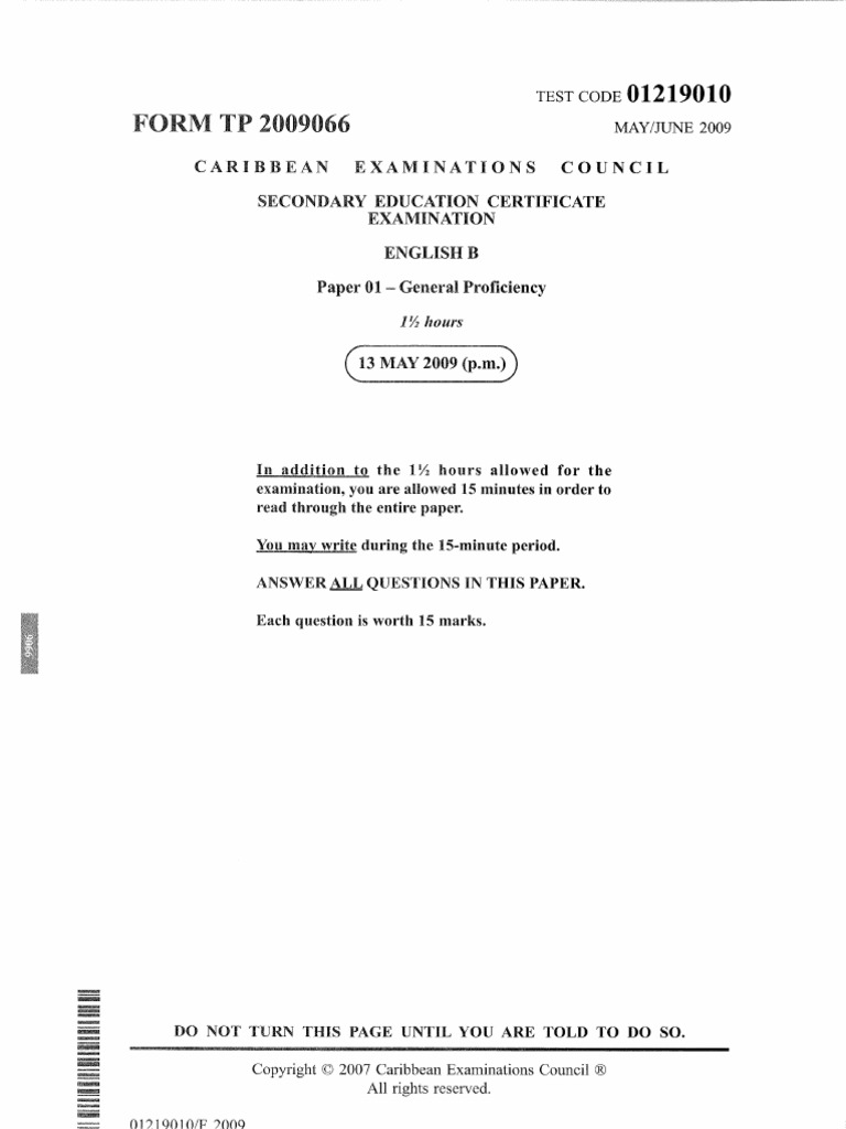 CXC English B Paper 1 | Fiction & Literature CXC English B Paper 1 | Fiction & Literature
