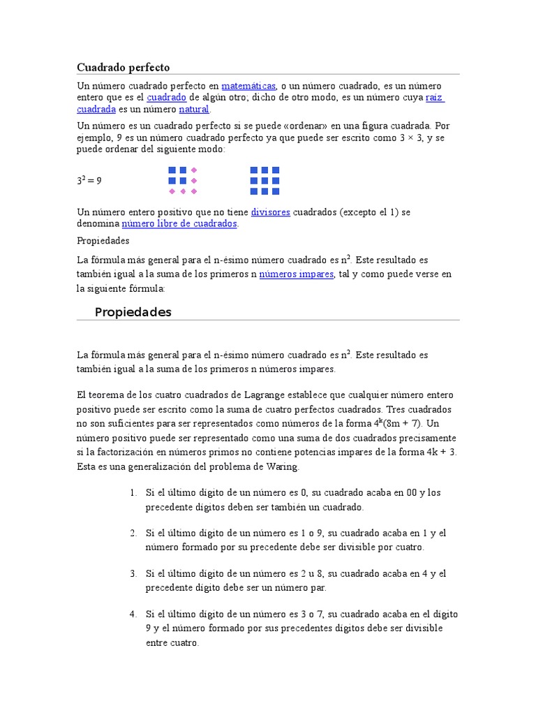 Cuadrado Perfecto | PDF | Números | Teoría de los números