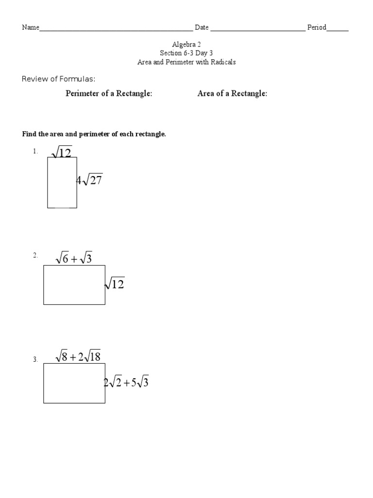 Perimeter Using Radicals