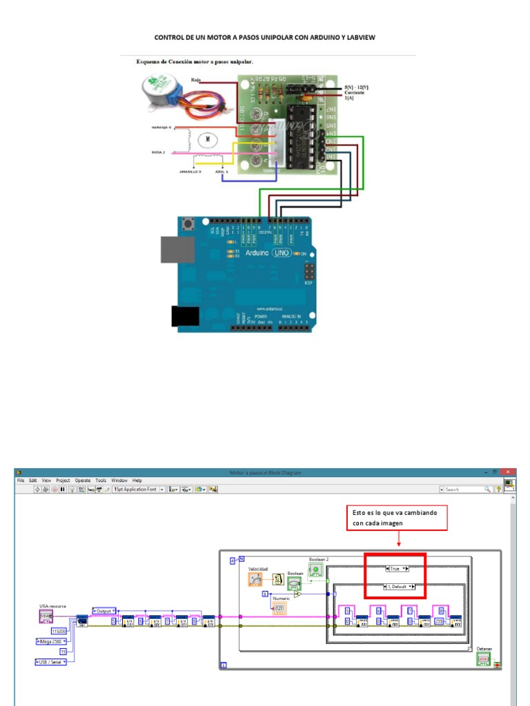 Control de Motor a Pasos Unipolar Con Arduino y Labview