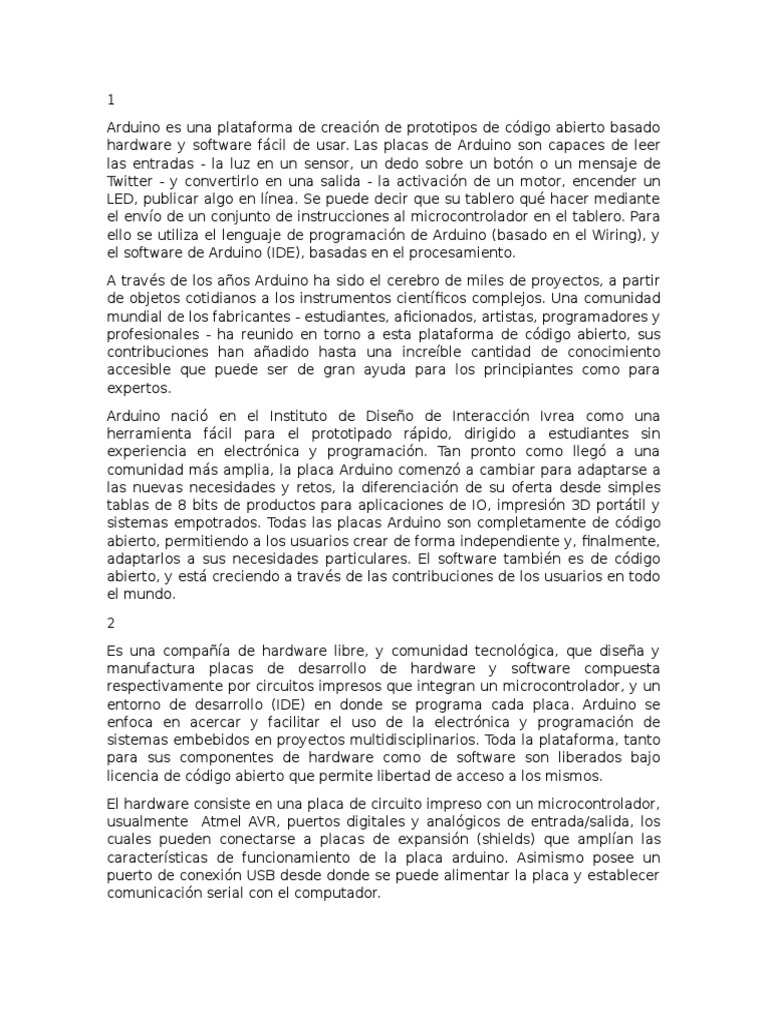 Marco Teorico de Arduino | PDF | Arduino | Informática