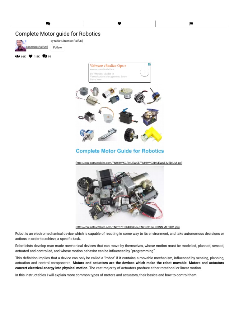 Complete Motor Guide For Robotics | PDF | Electric Motor | Servomechanism