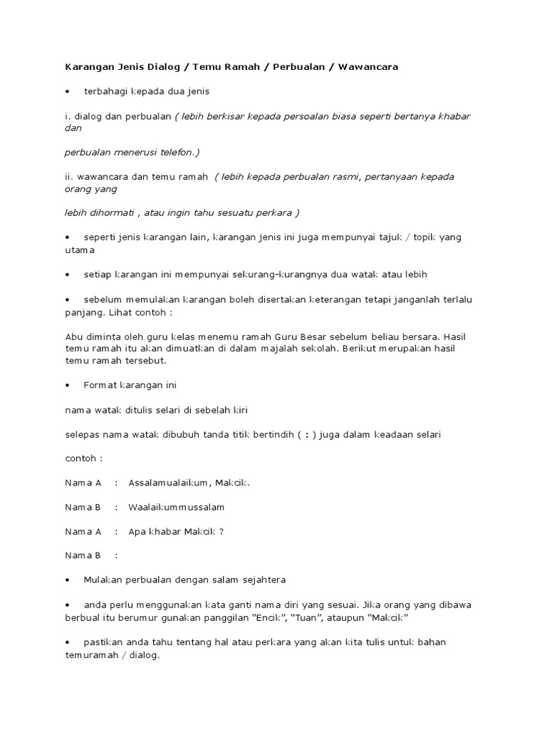 Karangan Jenis Dialog | PDF