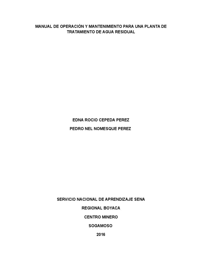 Manual de Operacion y Mantenimiento Ptar | PDF | Gasolinera | Aguas residuales