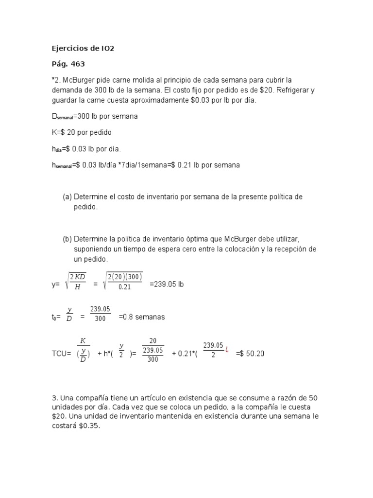 Nuevos Ejercicios de IO2 | PDF | Inventario | Negocios (general)